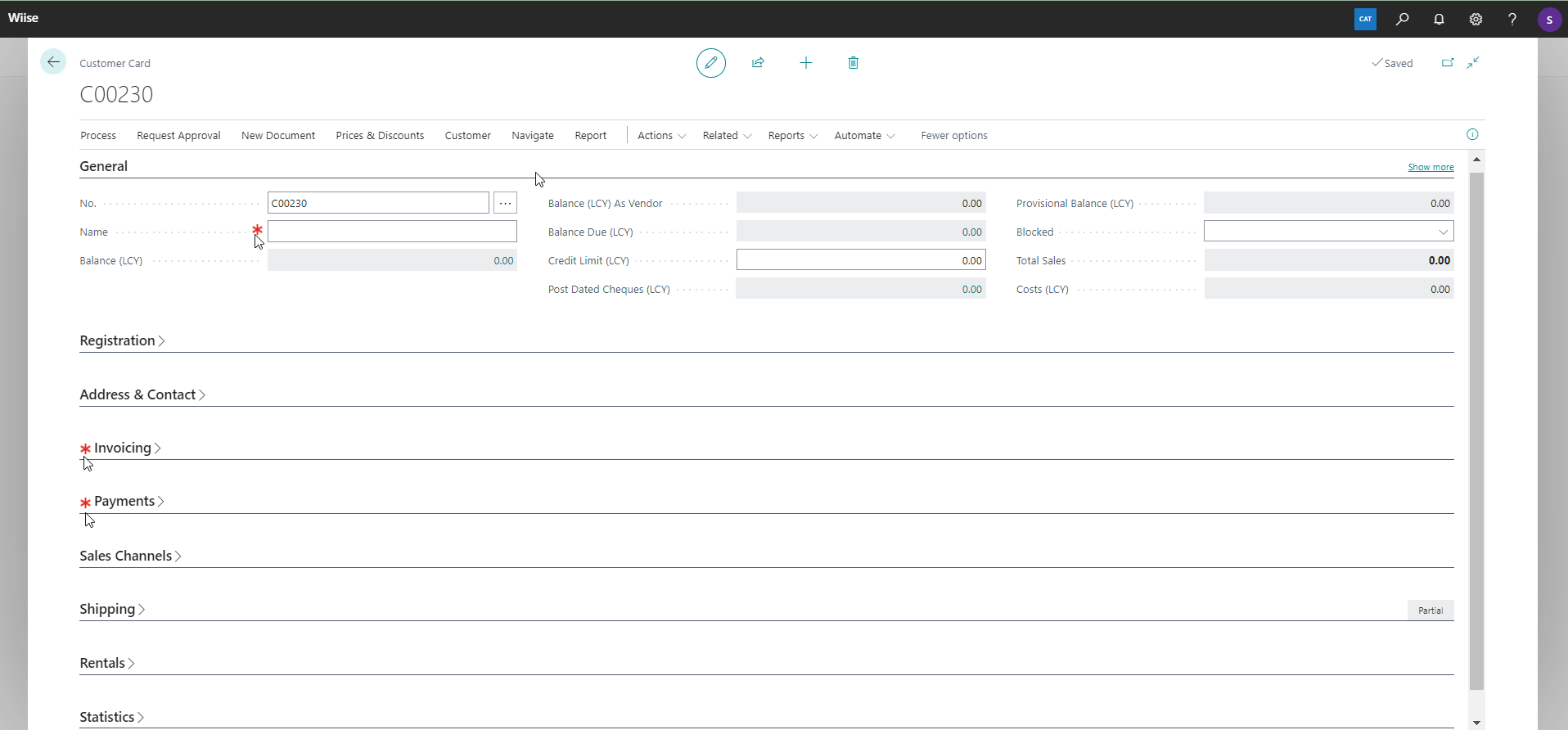 Set up a new customer