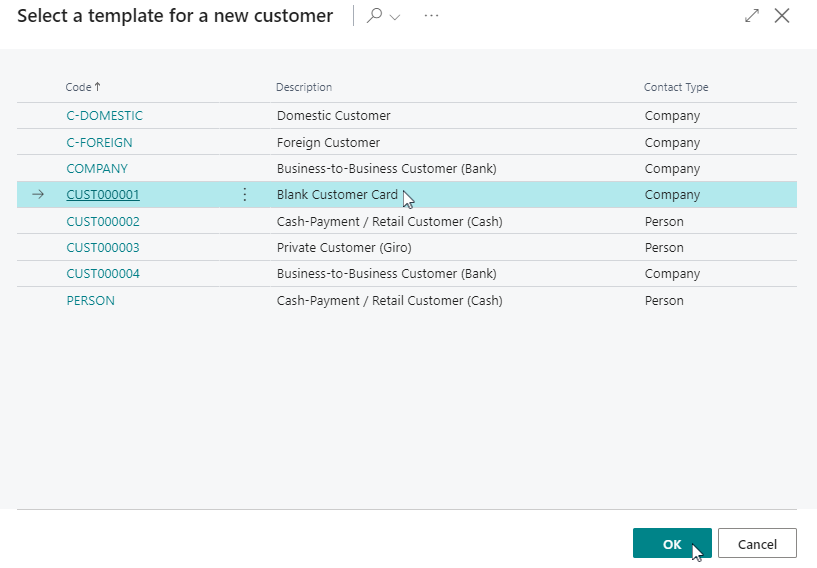 Set up a new customer