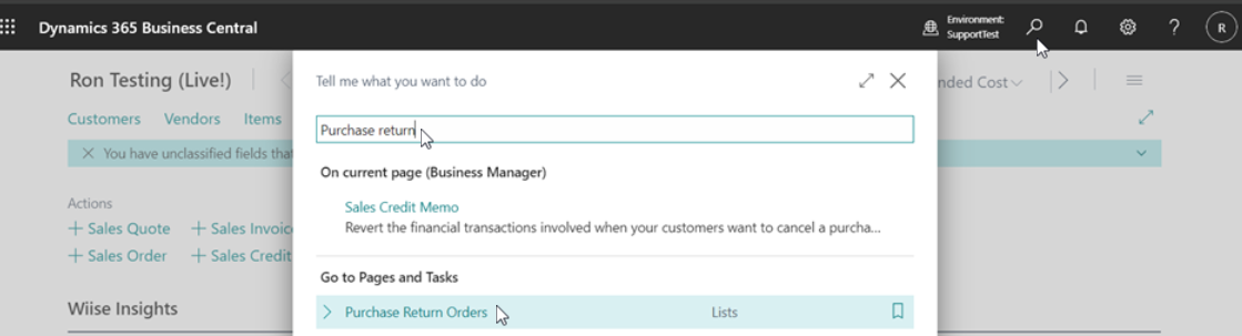 Set up a purchase credit memo