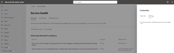 Get alerts on Microsoft 365 Service Health