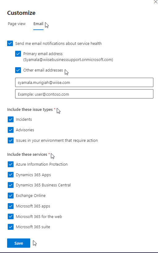 Get alerts on Microsoft 365 Service Health