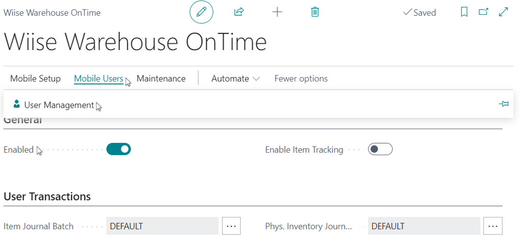 Set up Wiise Warehouse OnTime for Basic Warehousing