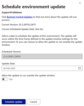 Schedule Business Central Updates in Your Admin Center