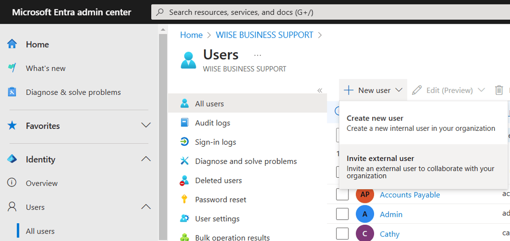 Add a guest user in the Microsoft Entra admin centre