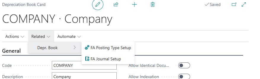 Set up a fixed asset journal