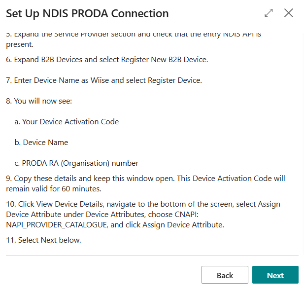 Set up NDIS PRODA Connection